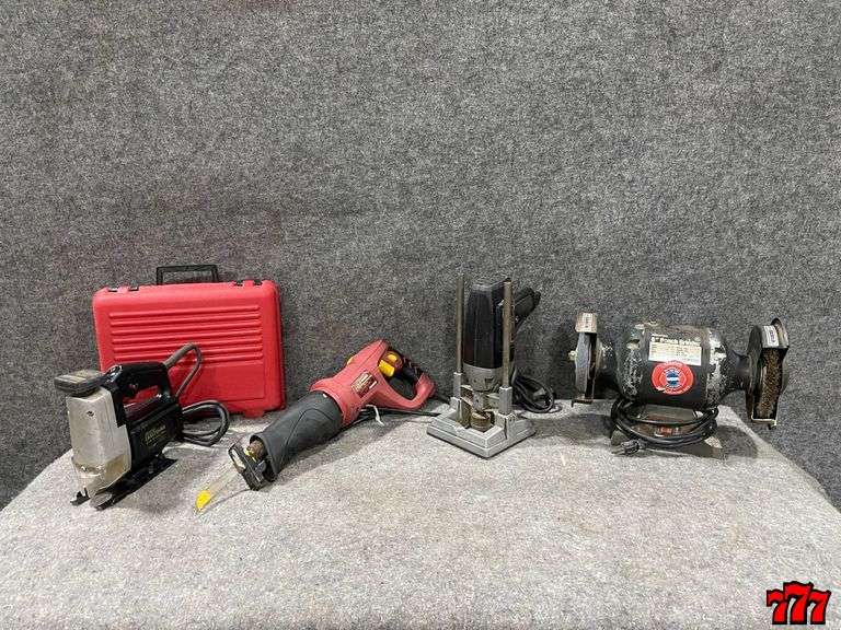 4 1/2” Reciprocating Saw, 6” Bench Grinder, Auto Scroller Saw & 3/8 ...