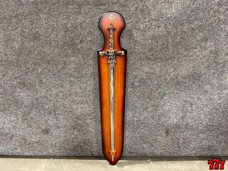 2’ Ram Mars Sword W/ Wooden Hanging Board - 777 Auction Company