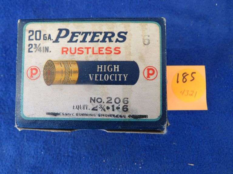 One Full Box 25 Vintage Peters 2 3/4" 20-Ga. 6-Shot Shotgun Shells ...