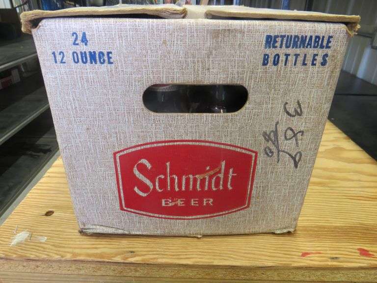 Full case of old Schmidt beer bottles. 19 are unopened. - AAA Auction ...
