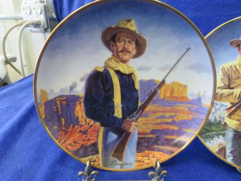 Set of five John Wayne collectible plates with stands - AAA Auction and ...
