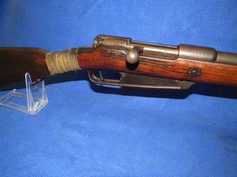 German Mauser Gewehr bolt-action rifle. Unknown caliber. Taped stock ...
