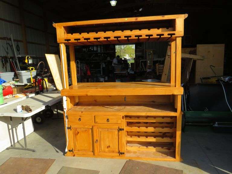 Solid wooden bar with removable top and lighting L: 71: W: 28" H: 80 ...