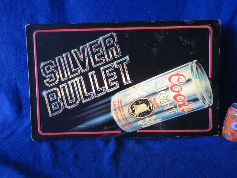 Working lighted Coors Silver Bullet sign. 25" x 5" x 15". - AAA Auction ...