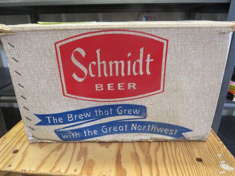 Full case of old Schmidt beer bottles. 19 are unopened. - AAA Auction ...