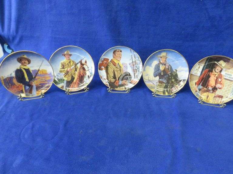 Set of five John Wayne collectible plates with stands - AAA Auction and ...
