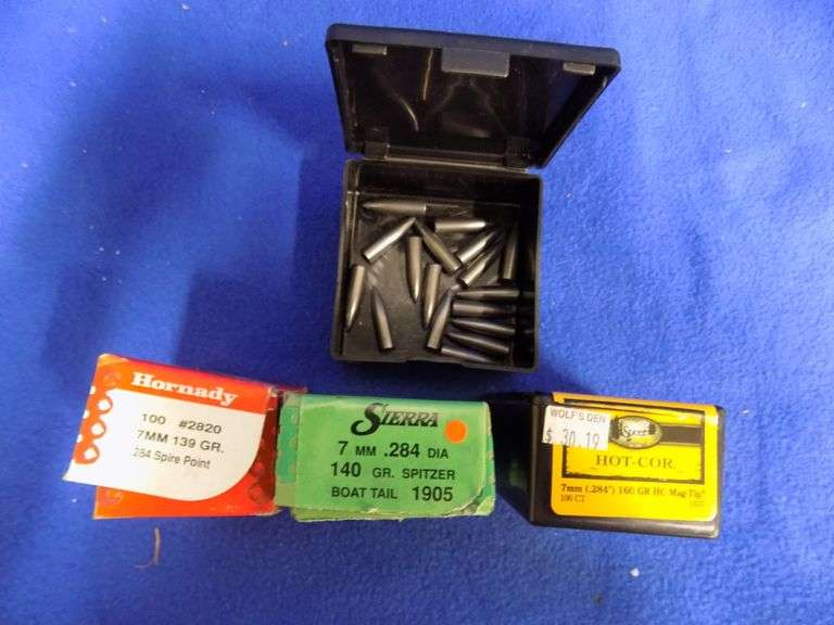 Three 7mm open box bullets, one box unmarked - AAA Auction and Realty
