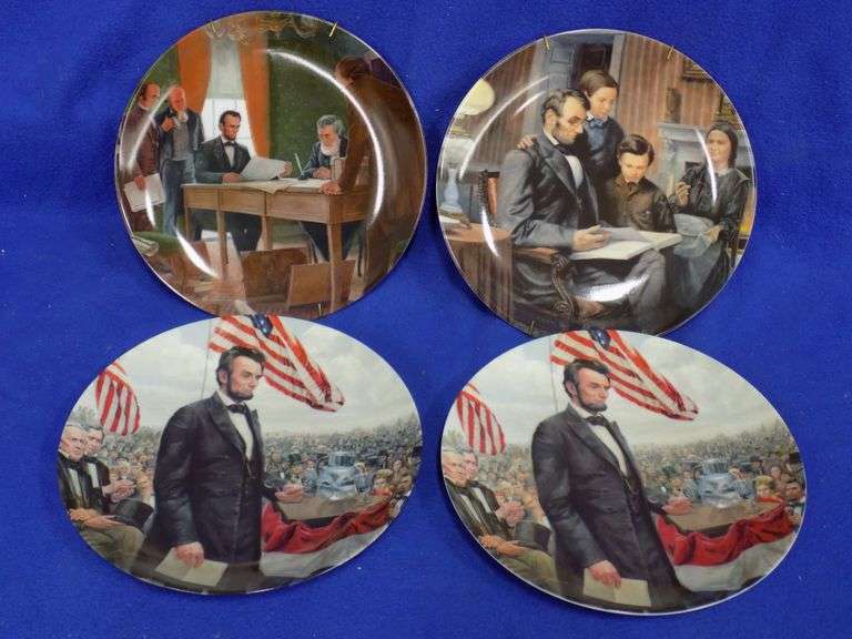 Four Abraham Lincoln-themed collector plates. Three with original boxes ...