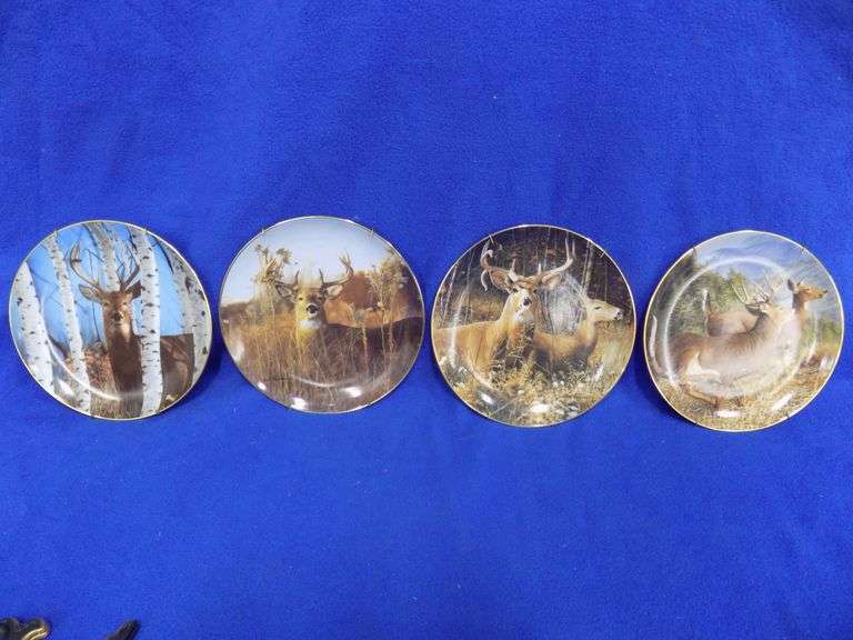 Eleven Danbury Mint deer designer plates all with metal wall hangers ...