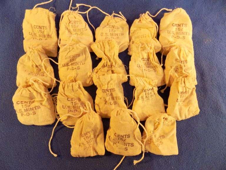 18 penny bags each with 15 uncirculated pennies (one bag has six ...