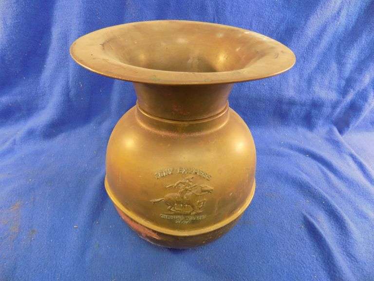 Pony Express brass spittoon - AAA Auction and Realty