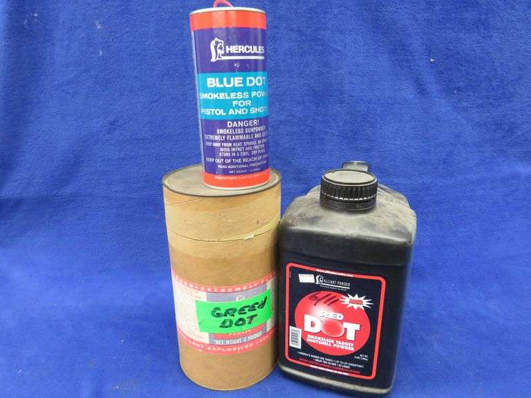 Approx. 2.5 lbs of Alliant Red dot powder, approx. 2 lbs of Green dot ...