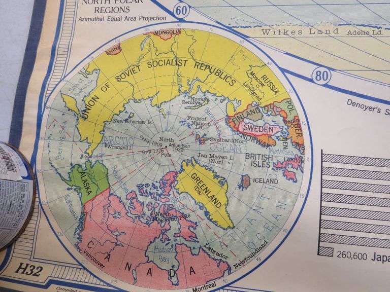 35 1/2" x 44" map from the Denoyer-Geppert Company (1916-1985) entitled ...