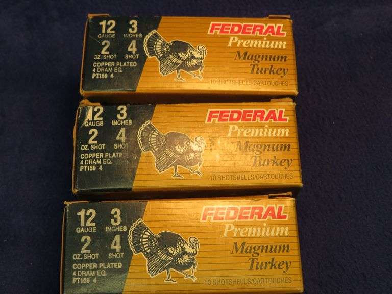 Three boxes of 10 each 3" 12-ga. Federal Factory Seconds Magnum Turkey ...