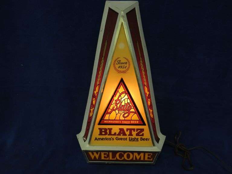 Lighted Blatz advertising sign - AAA Auction and Realty