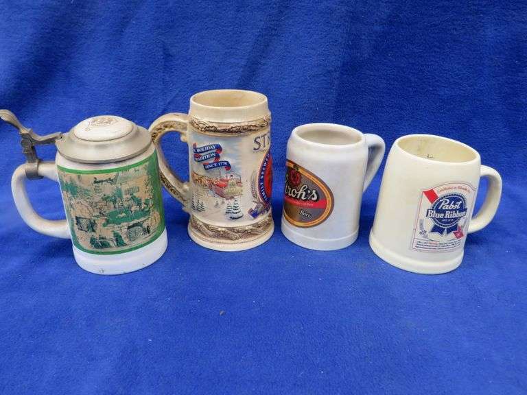 Old Style Lager beer stein with lid, see photo for condition Stroh's ...