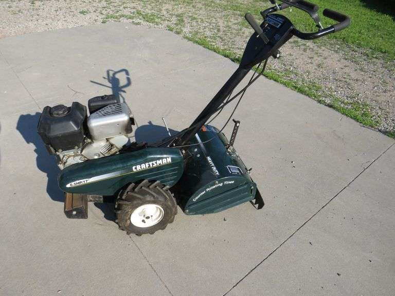 Craftsman 6.5HP, 17" rear tine tiller runs good - AAA Auction and Realty