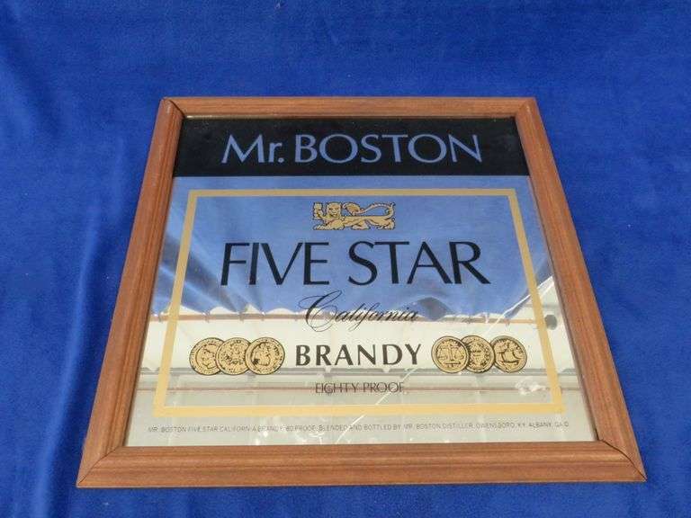Mr. Boston Five Star Brandy mirror - AAA Auction and Realty