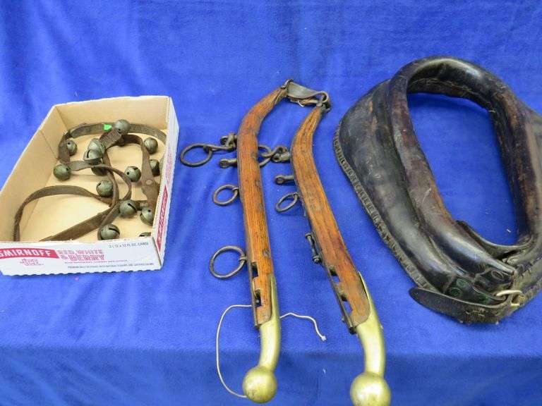 Vintage horse team pieces, pair of hames, bells, and collar - AAA ...