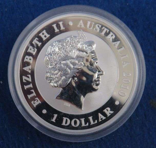 2010 Australian proof one dollar silver coin. Contains 1 ounce .999 ...