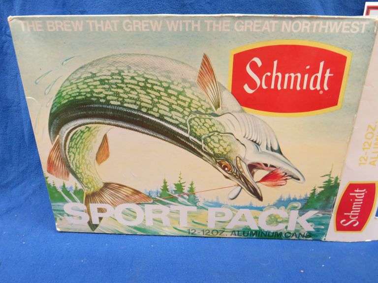 Empty 1970s-era Schmidt Sport Pack case and a Busch Lite poster - AAA ...
