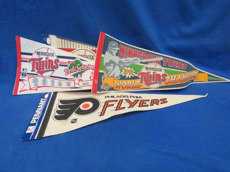 Three Twins pennants and a Flyers pennant - AAA Auction and Realty