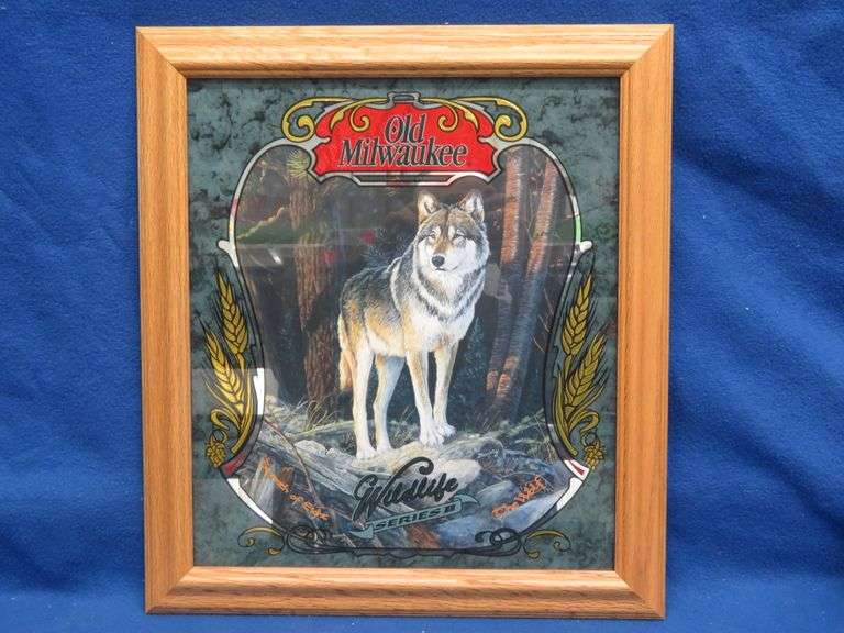 Mirrored Old Milwaukee Wolf Wildlife Series II 17"W x 19"H - AAA ...