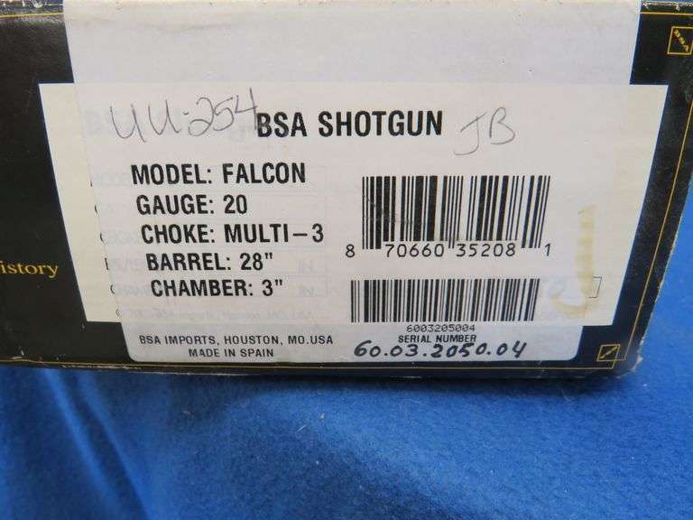 BSA Falcon over/under 20 gauge with a 3" chamber. Never been fired ...