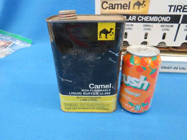 Vintage Camel tire patch center. Includes patches and buffer and more ...