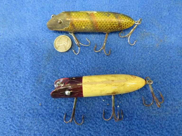 Two vintage South Bend wooden bass lures with tack eyes - AAA Auction ...