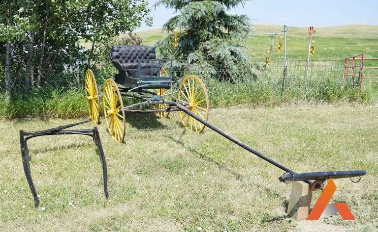 Driving buggy on iron capped wooden wheels, shaves and pole - Ascent ...