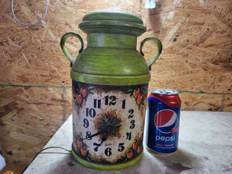 Vintage milk can clock - Lil Dusty Online Auctions - All Estate ...