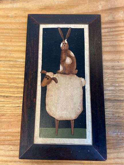 Primitives by Kathy painting on wood - rabbit on sheep - Lil Dusty ...