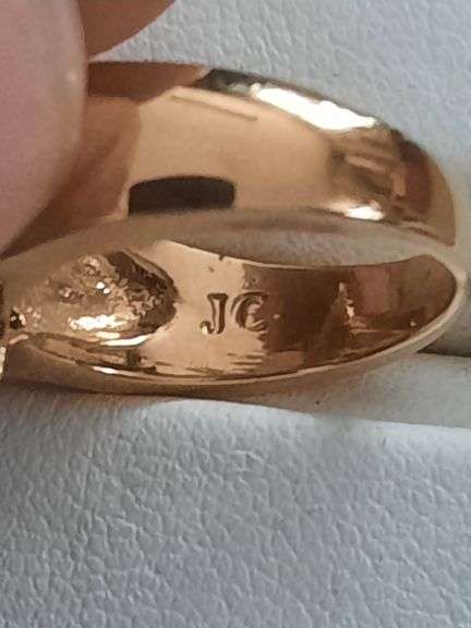 Clear and Deep Red Stone Ring Marked JC - Lil Dusty Online Auctions ...