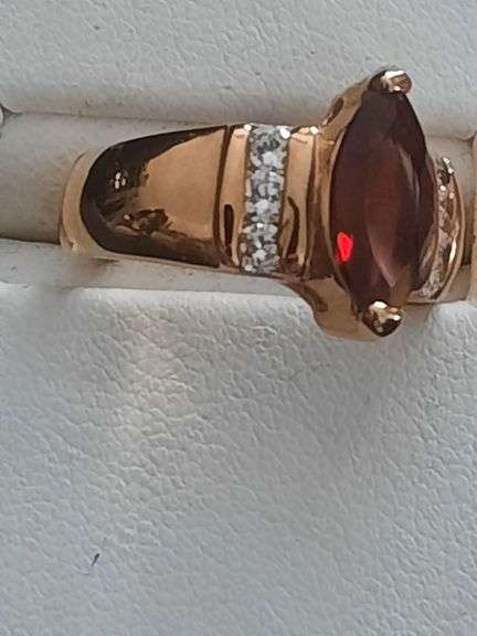 Clear and Deep Red Stone Ring Marked JC - Lil Dusty Online Auctions ...