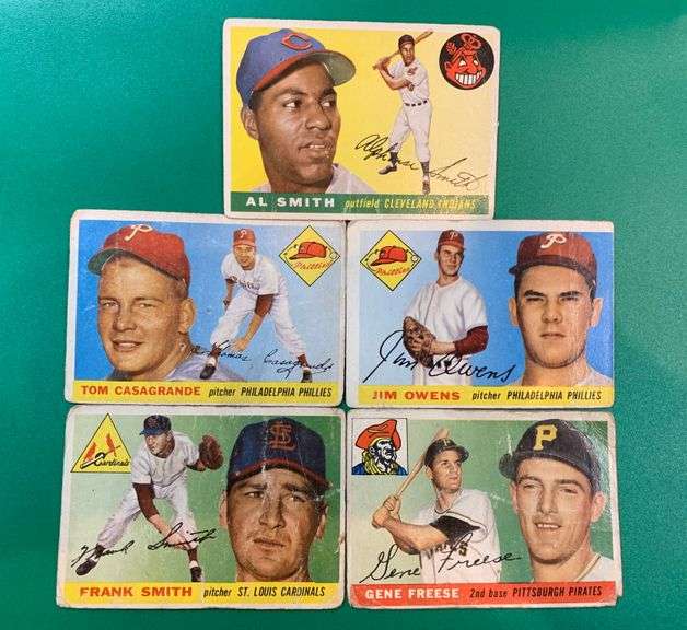 Lot of 5 Vintage 1955 Topps baseball cards Al Smith, Jim Owens, Gene ...