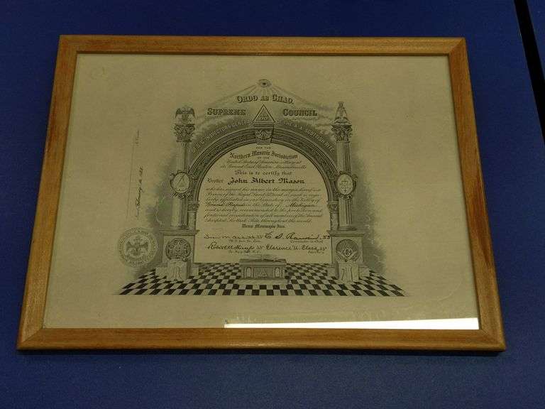 1922 Masonic Prince of the Royal Secret 32 Scottish Rite certificate ...