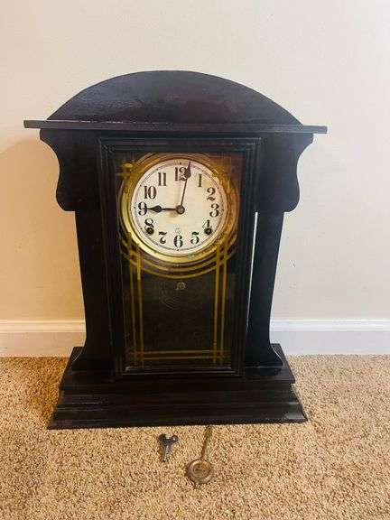 Beautiful Antique clock Complete with original key and pendulum ...