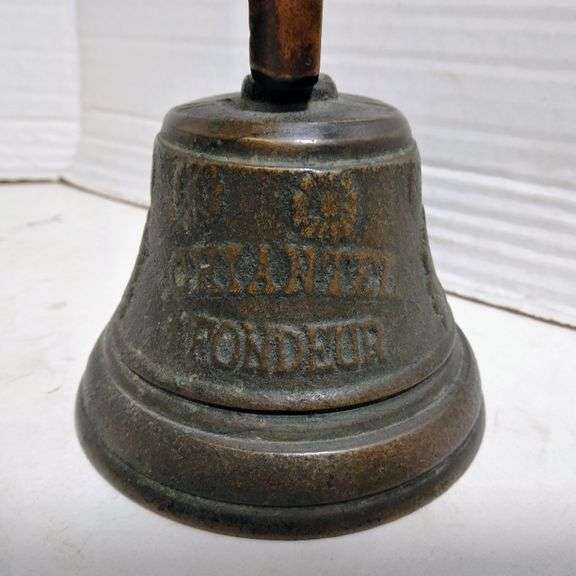 Heavy brass bell 3 1/2" x 3 3/4" marked 1878 Saignelegier Chiantel ...