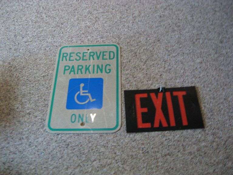 REGULATION HANDICAP PARKING SIGN & AN EXIT SIGN - Lil Dusty Online ...