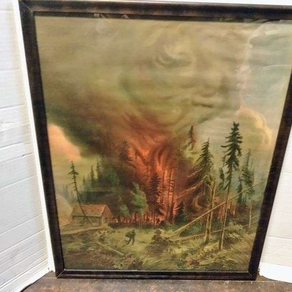 Early 1900s Forest Fire print 16" x 20" nice condition - Lil Dusty ...