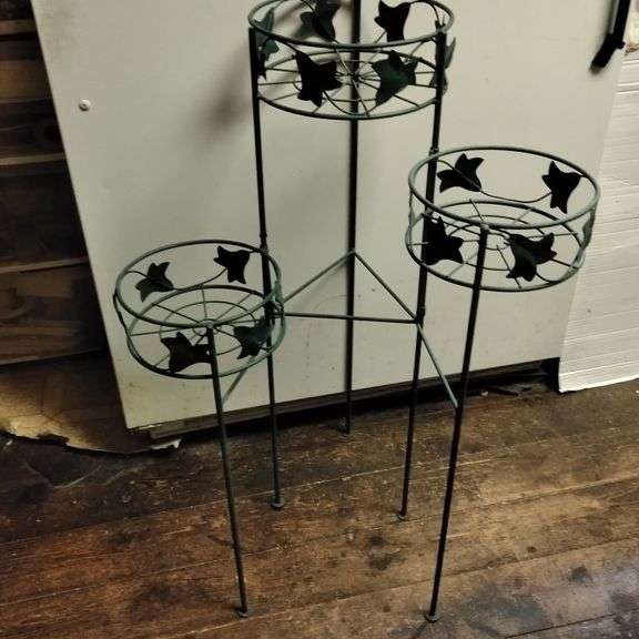 Fold up wire plant stand 29" tall with places for three plants - Lil ...