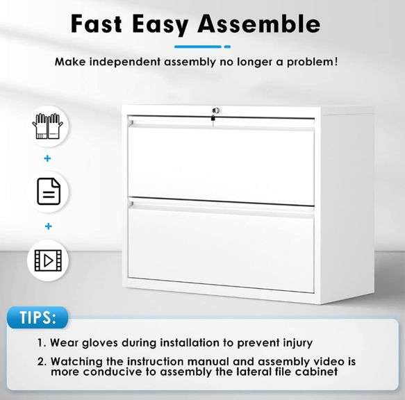2 Drawer Lateral Locking File Cabinet (White). 9B - Lil Dusty Online ...
