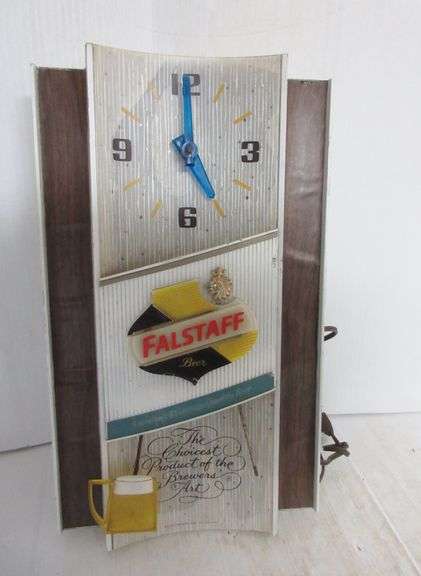 Falstaff Beer Sign Clock, Lights Up - Albrecht Auction Service