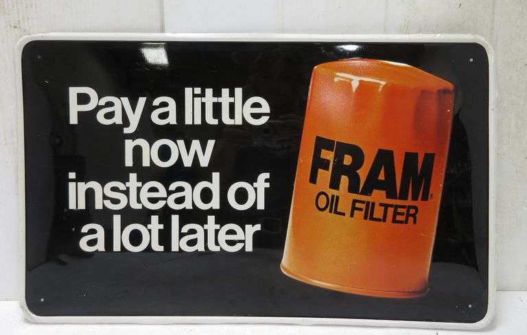 Fram Oil Filter Sign - Albrecht Auction Service