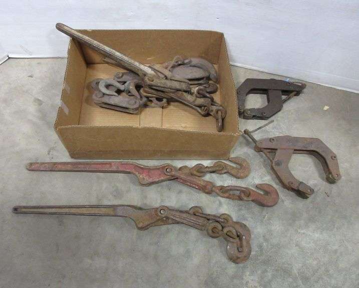 (2) Large Clamps, Friction Lifting Grabber, (3) Chain Binders, and More ...