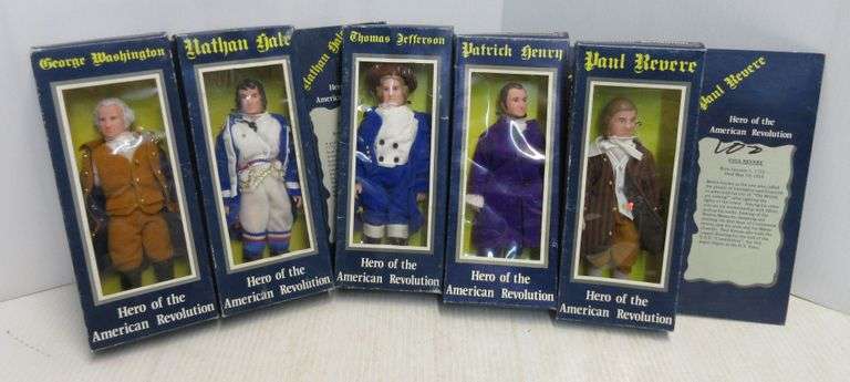 (5) Older "Hero of the American Revolution" Dolls, Made by RT Toys ...