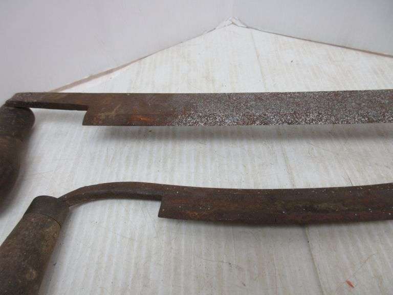 (2) Antique Bark Scrapers with Wood Handles - Albrecht Auction Service