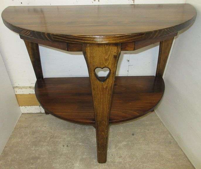 Two-Shelf Half Circle Wood Table - Albrecht Auction Service