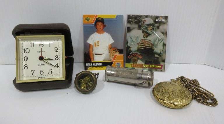 Marbles Compass Marbles Match Container 2 Sports Cards Brut Pocket Watch With Chain And